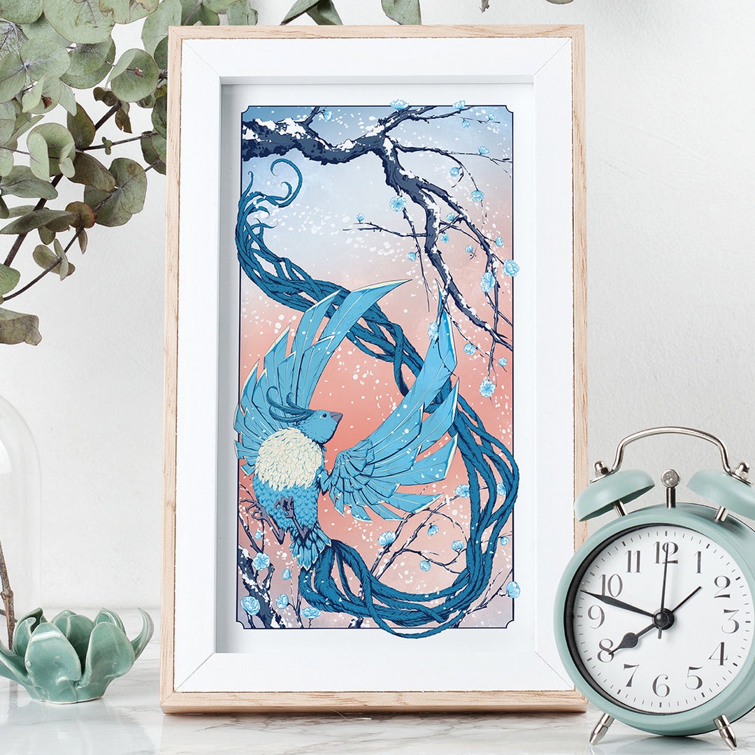 Articuno - Small Print - Ukiyo-e Inspired Pokemon, 5 X 9, Pearl Linen ...