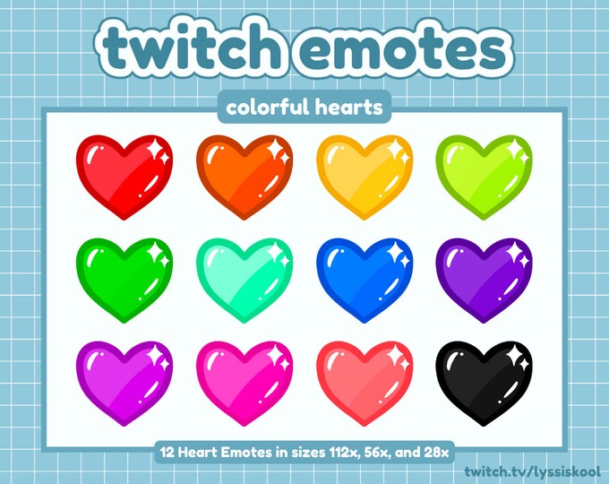 Colorful Heart Emote Full Collection 12 Emotes Instant Download - Etsy