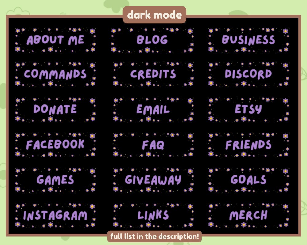 Purple Daisy Twitch Panels 30 Panels Instant Download - Etsy