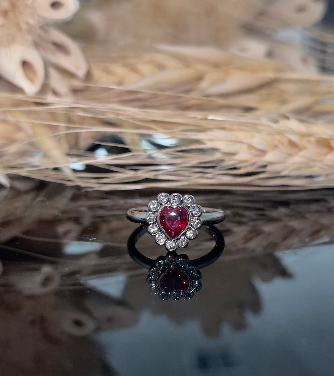 Swarovski Ring Red Ruby Stone Color Promise Ring Rhodium - Etsy