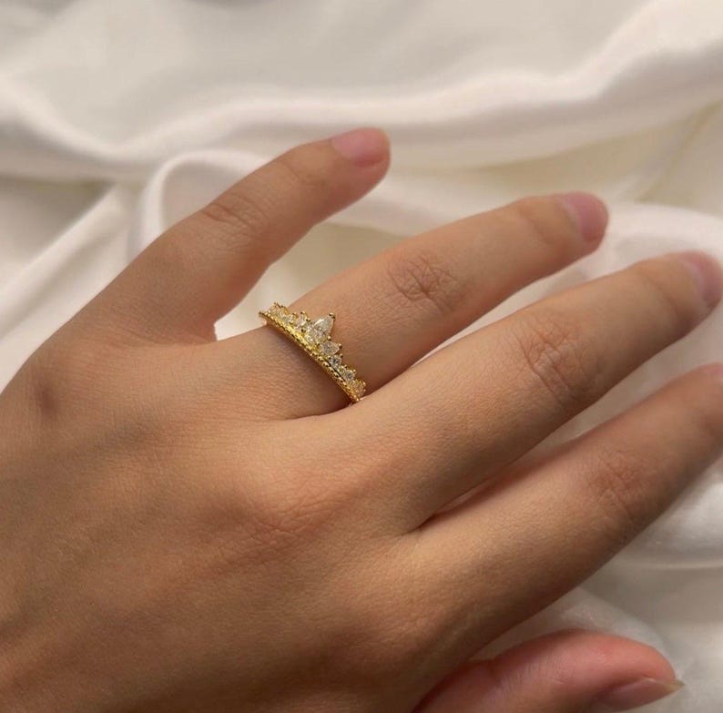 Princess Rapunzel Crown Ring Sterling Silver Moissanite Ring Promise ...