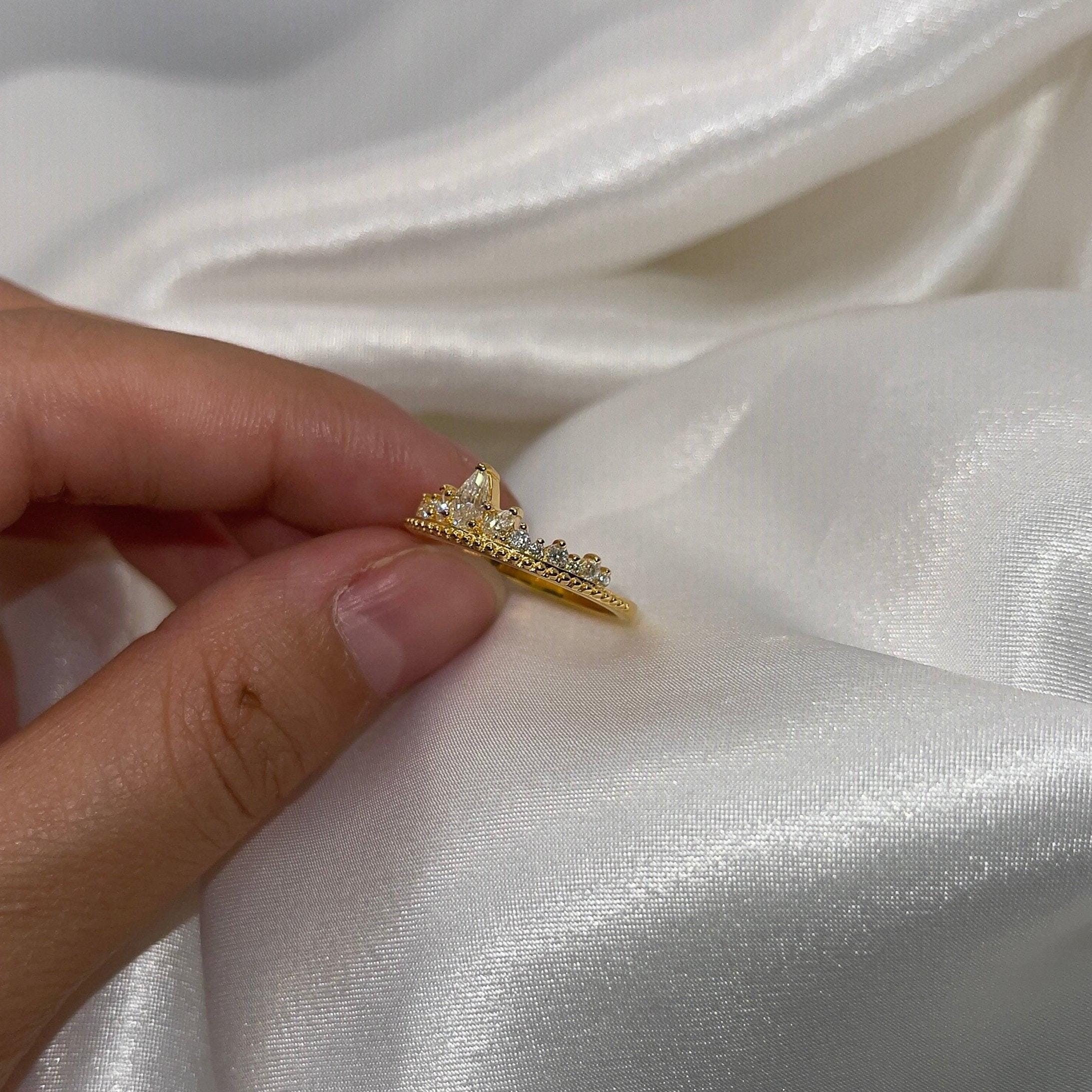 Princess Rapunzel Crown Ring Sterling Silver Moissanite Ring Promise ...