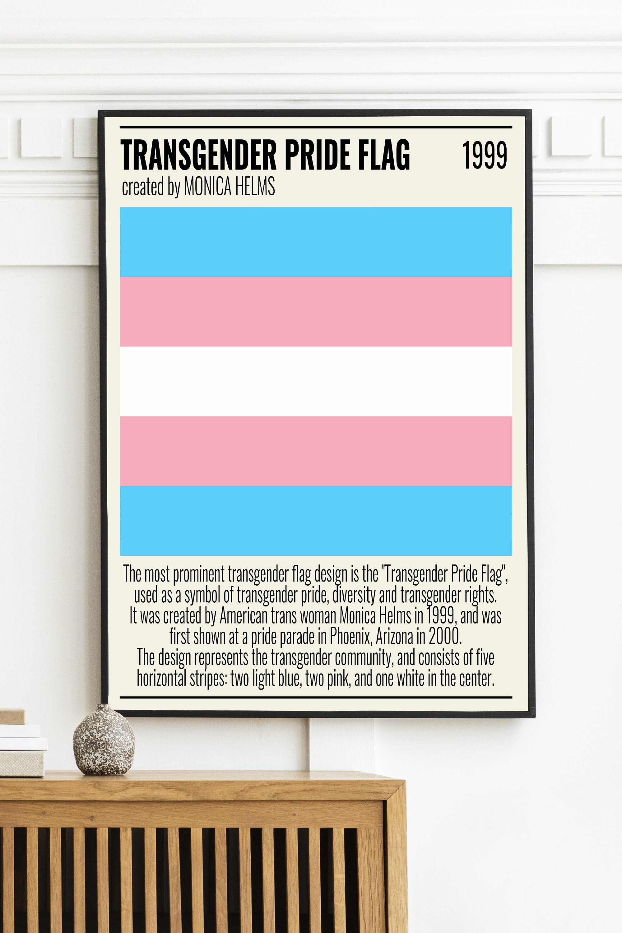Minimal Transgender Pride Flag Poster Printable| LGBTQ+ Flag Print ...