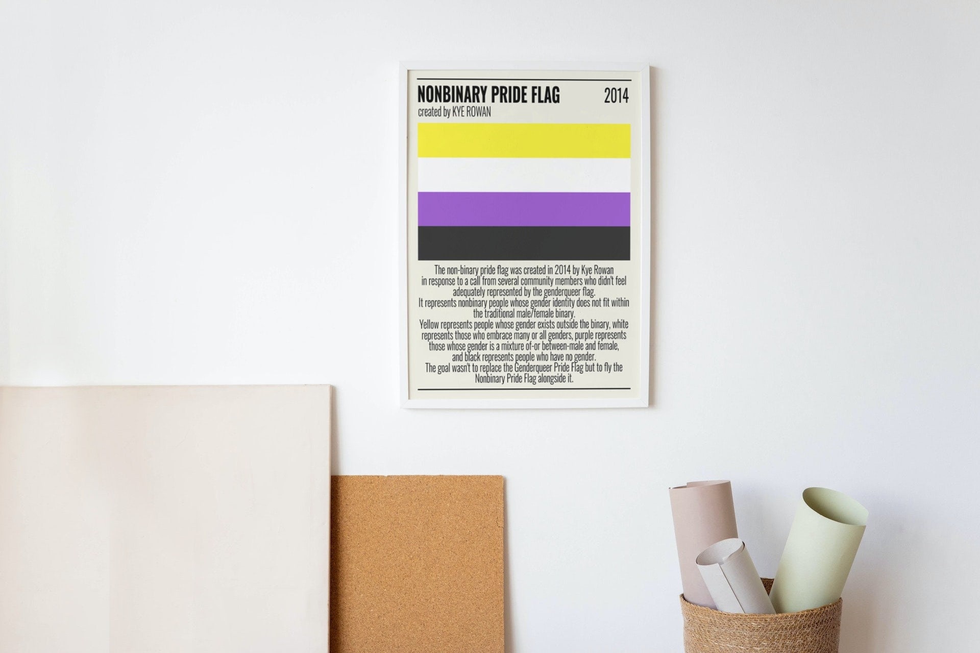 Nonbinary Pride Flag Poster Printable LGBTQ Flag Print LGBT Wall Art ...