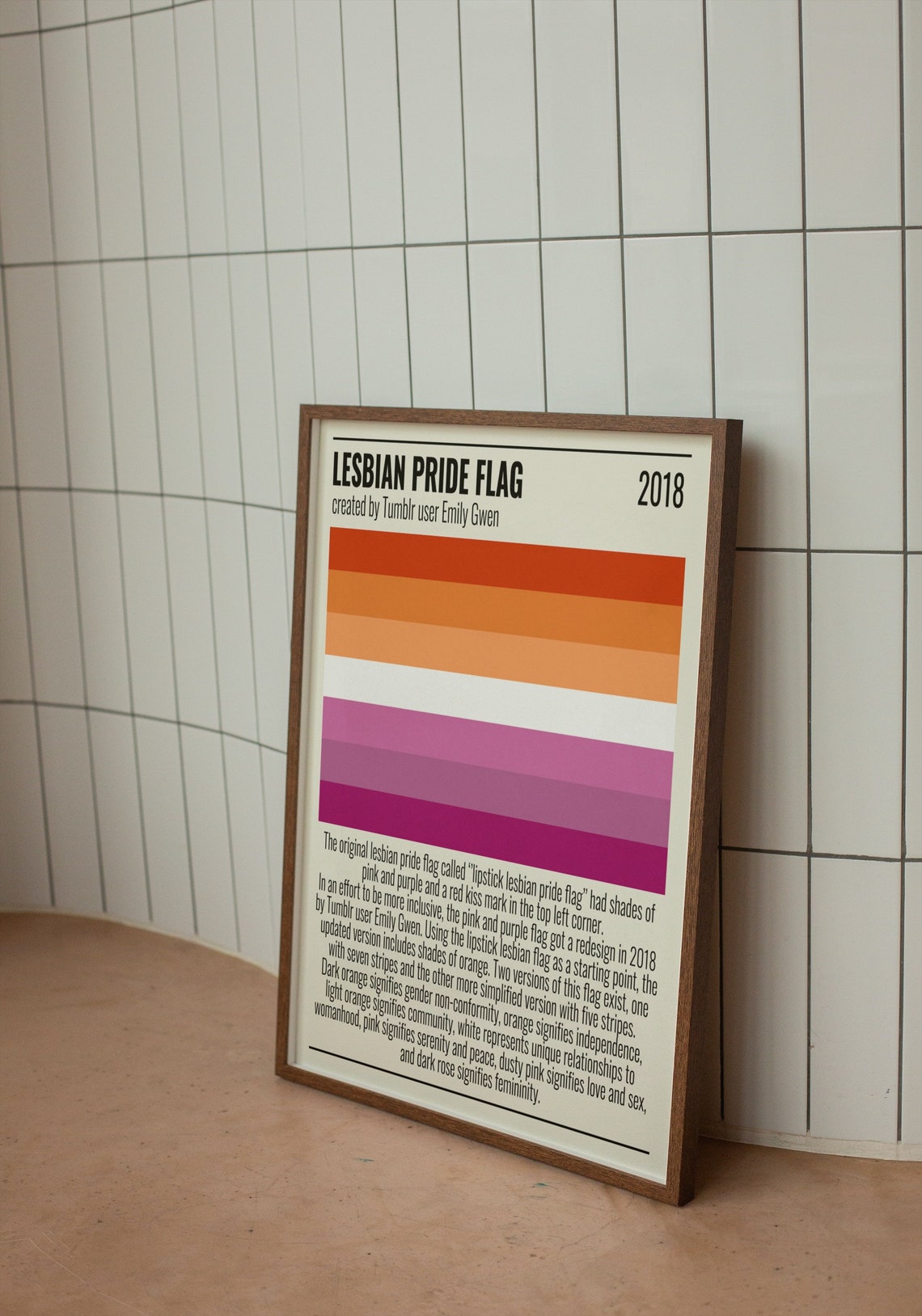 Lesbian Pride Flag Poster Printable| LGBTQ+ Flag Print| LGBT Wall Art ...