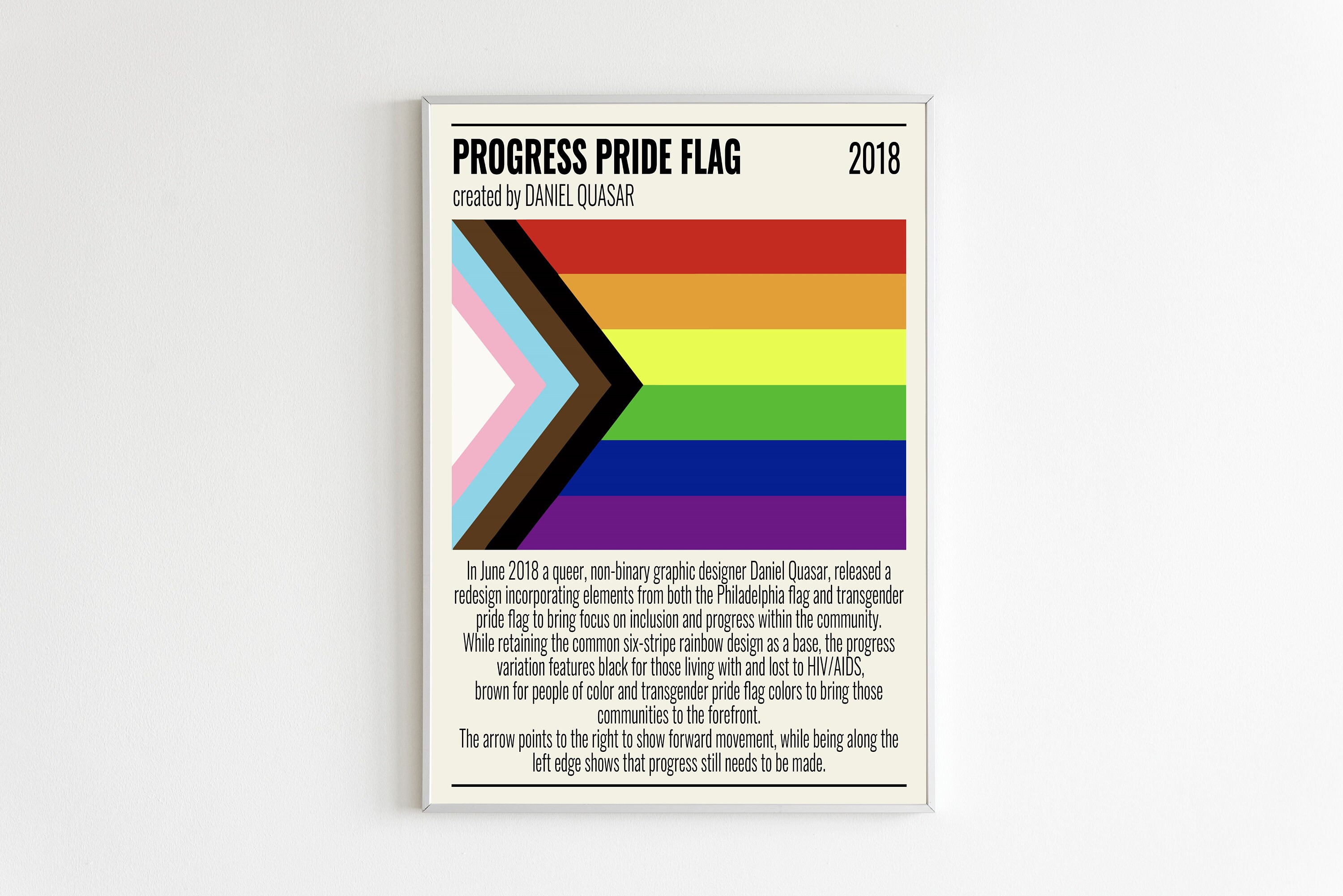 Minimal Progress Pride Flag Poster Printable| LGBTQ+ Flag Print| LGBT ...