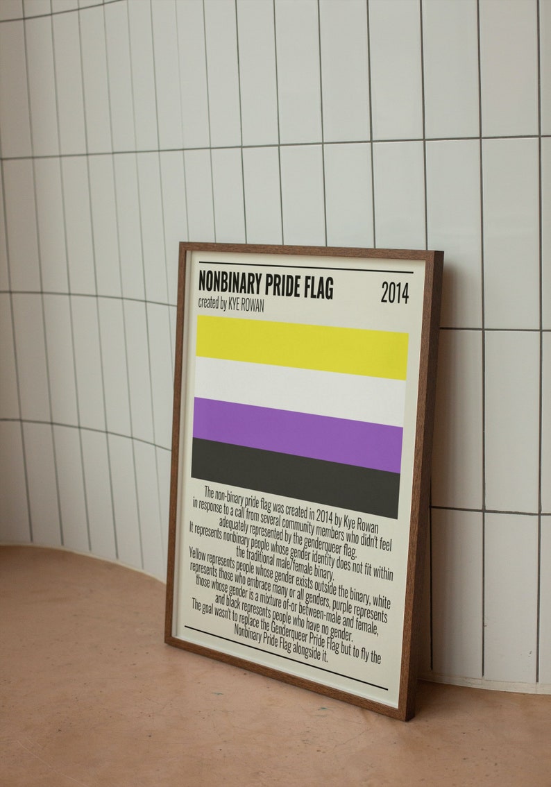 Nonbinary Pride Flag Poster Printable LGBTQ Flag Print LGBT Wall Art ...