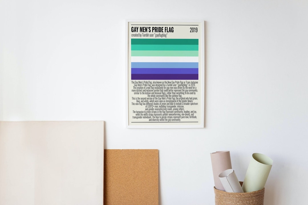 Trans Inclusive Gay Men's Pride Flag Poster Printable| LGBTQ+ Flag ...