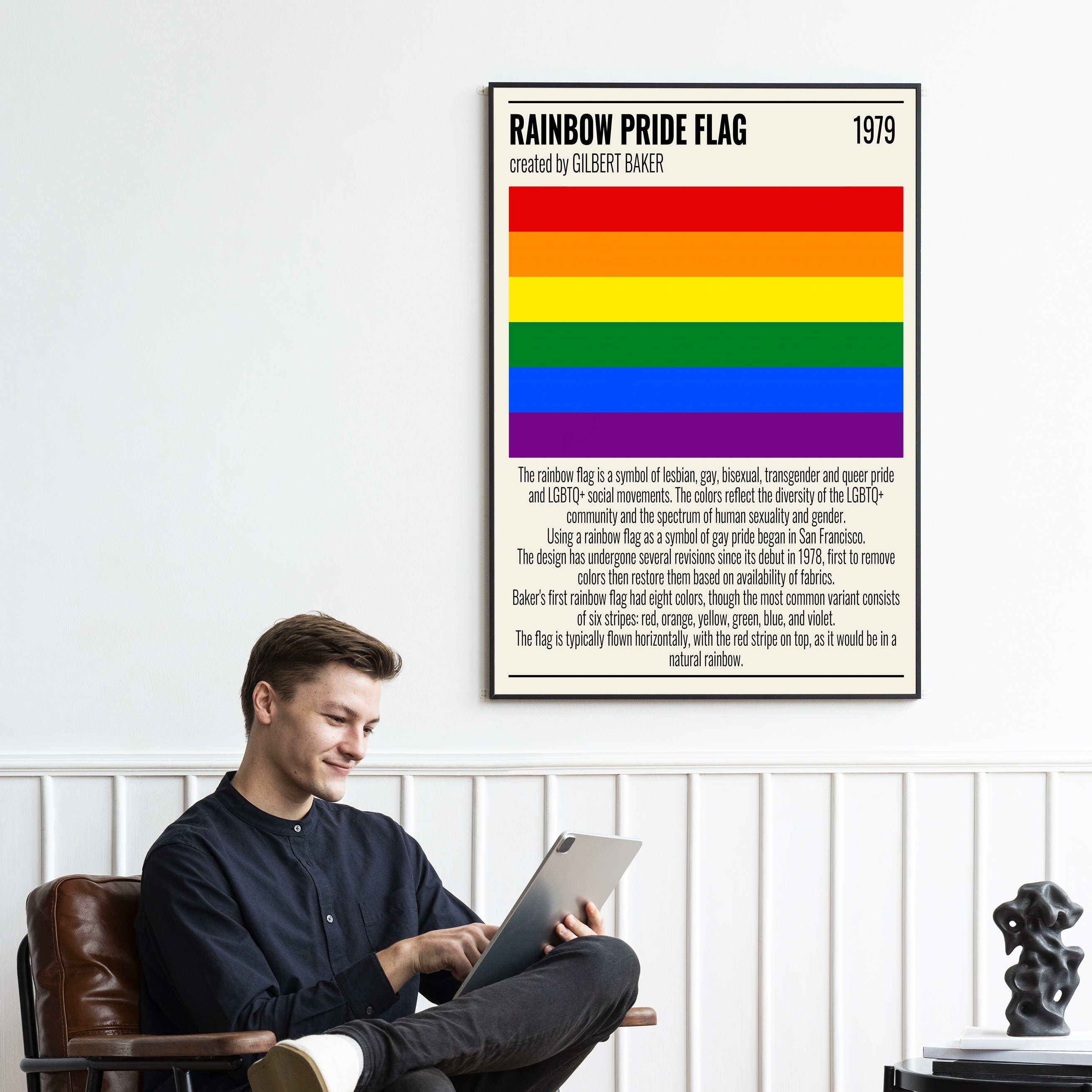 Minimal Rainbow Pride Flag Poster Printable LGBTQ Flag - Etsy