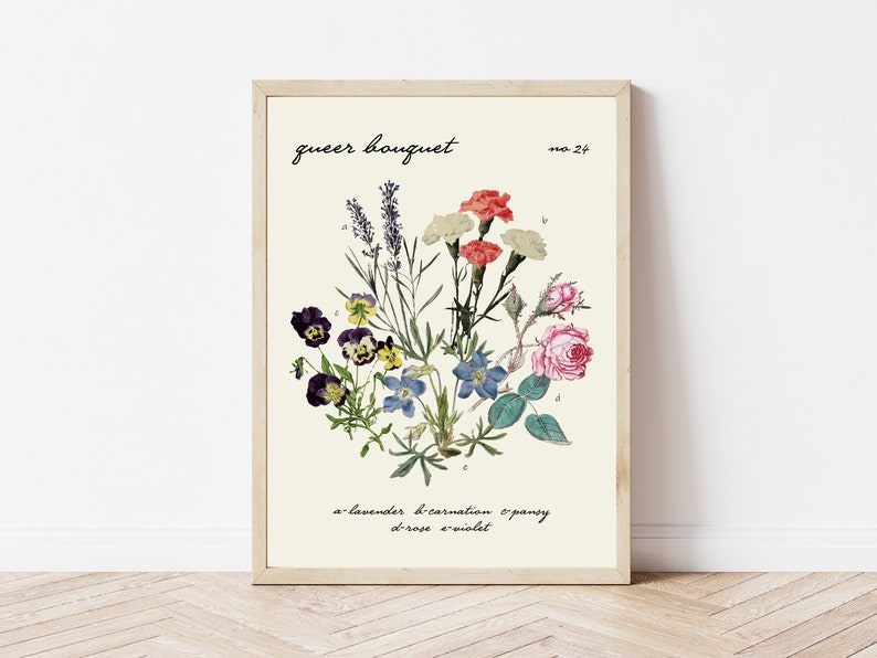 Queer Flower Bouquet Poster Pride Wall Art, Pride Art, Queer Art ...