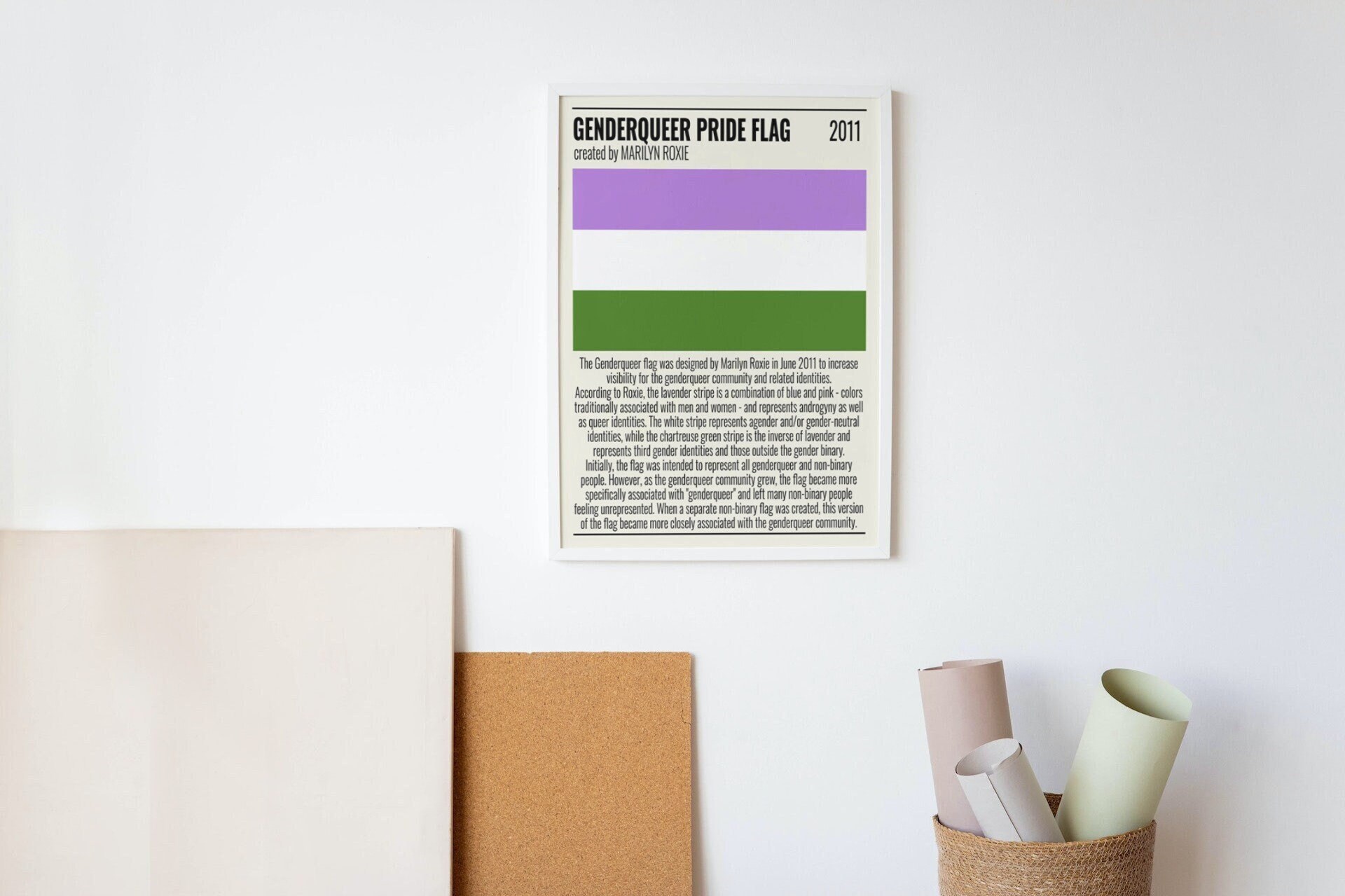 Genderqueer Pride Flag Poster Printable LGBTQ Flag Print LGBT Wall Art ...
