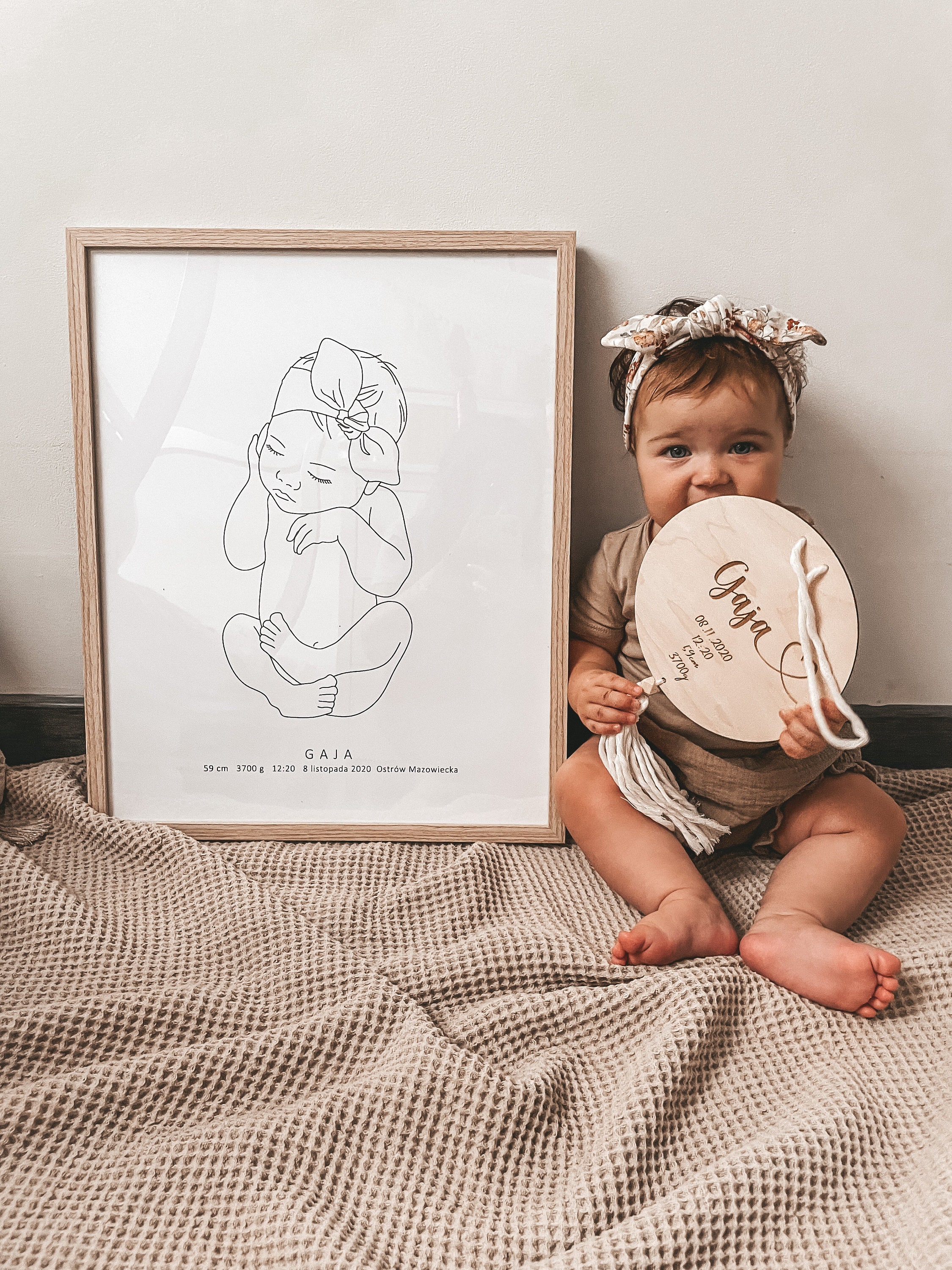 PRINTABLE CUSTOM BIRTH Poster, Newborn Illustration in Scale 1:1, Birth ...