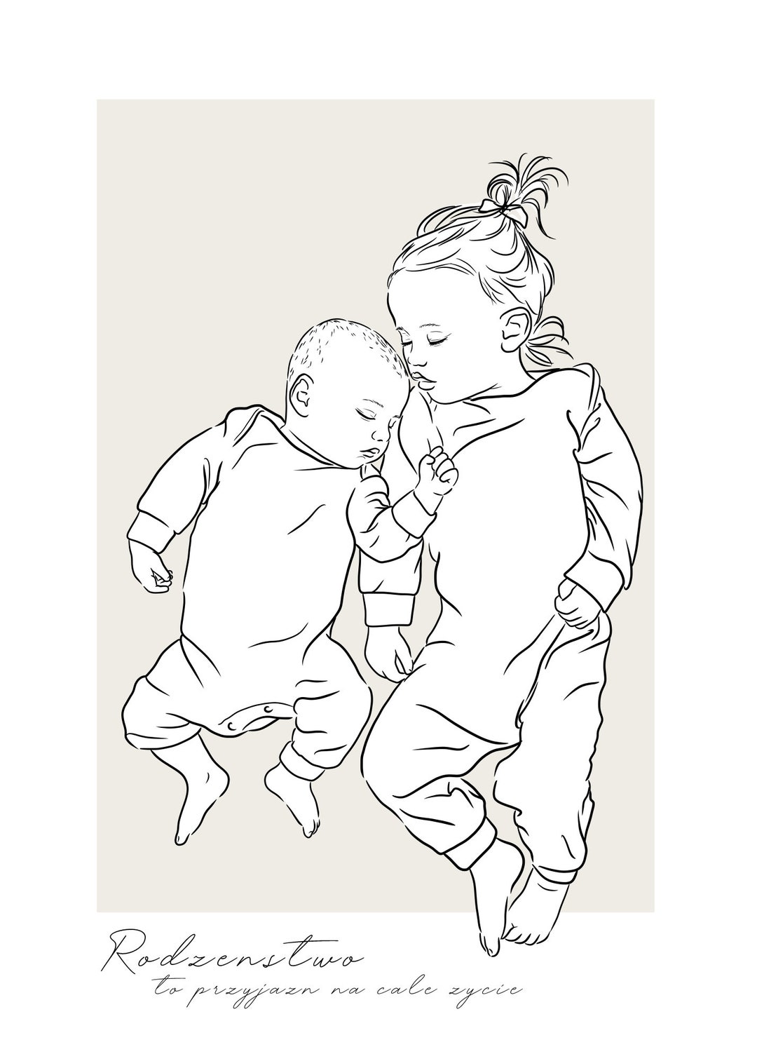 PRINTABLE CUSTOM Siblings Poster, Newborn Illustration, Birth Gift ...