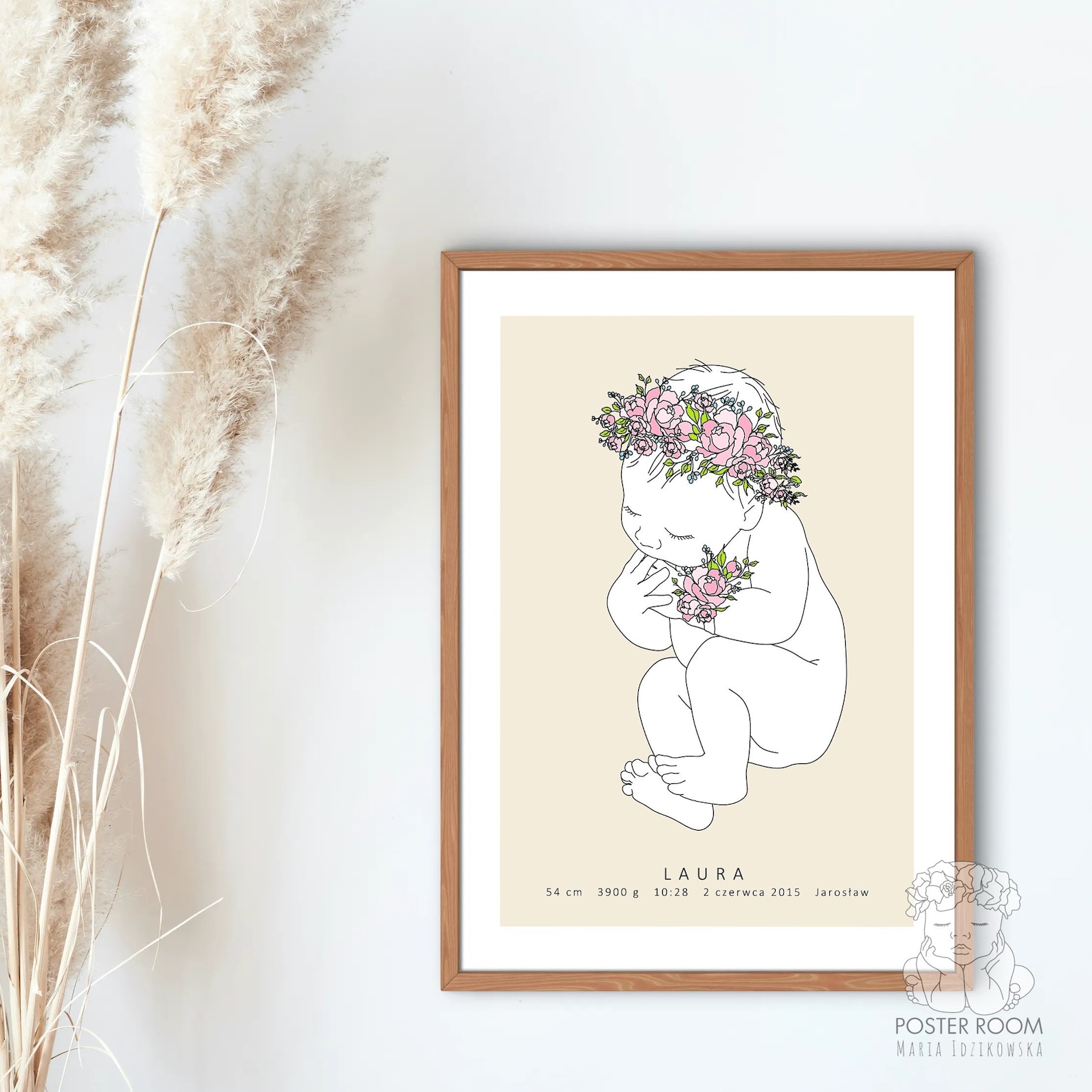 PRINTABLE CUSTOM BIRTH Poster, Newborn Illustration in Scale 1:1, Birth ...