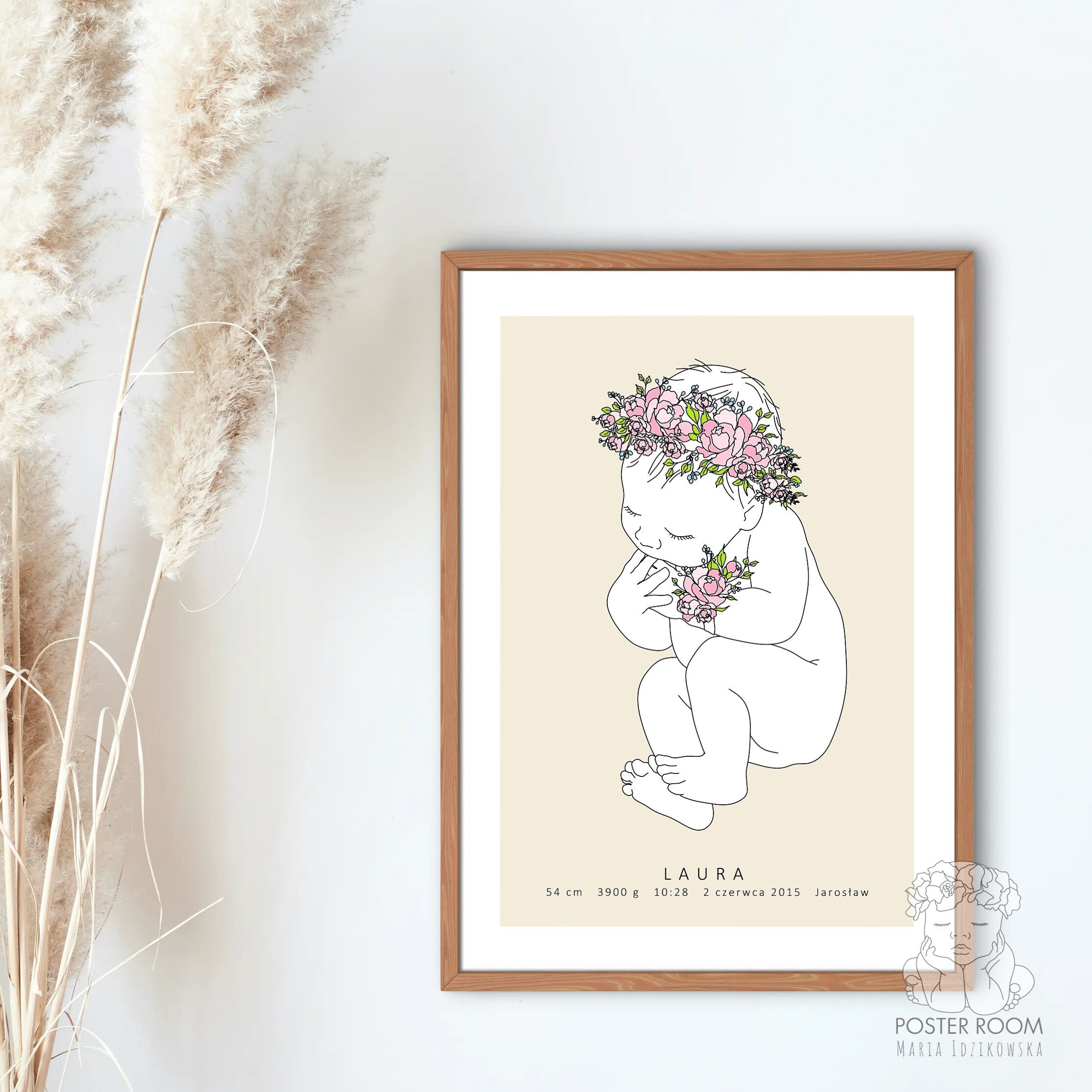 PRINTABLE CUSTOM BIRTH Poster, Newborn Illustration in Scale 1:1, Birth ...