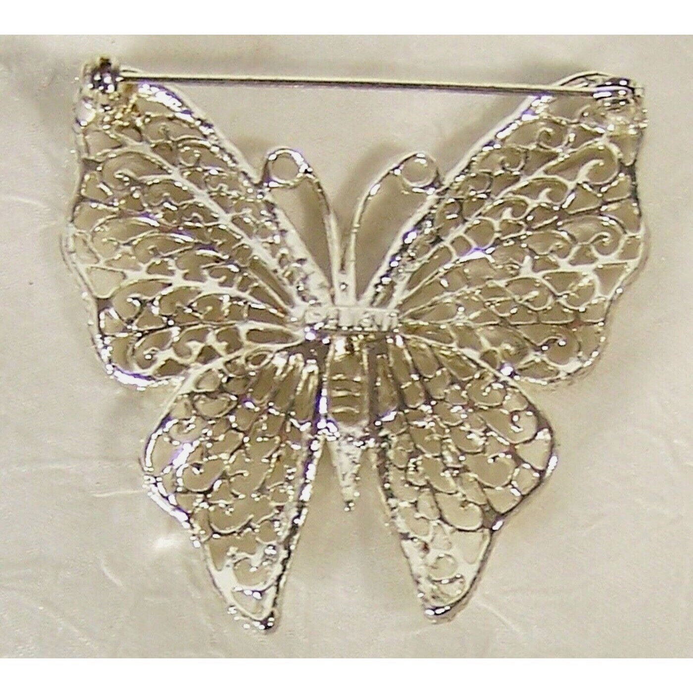 MJ ENT Filigree Curl Butterfly Silver Tone Brooch Pin Vintage Estate - Etsy