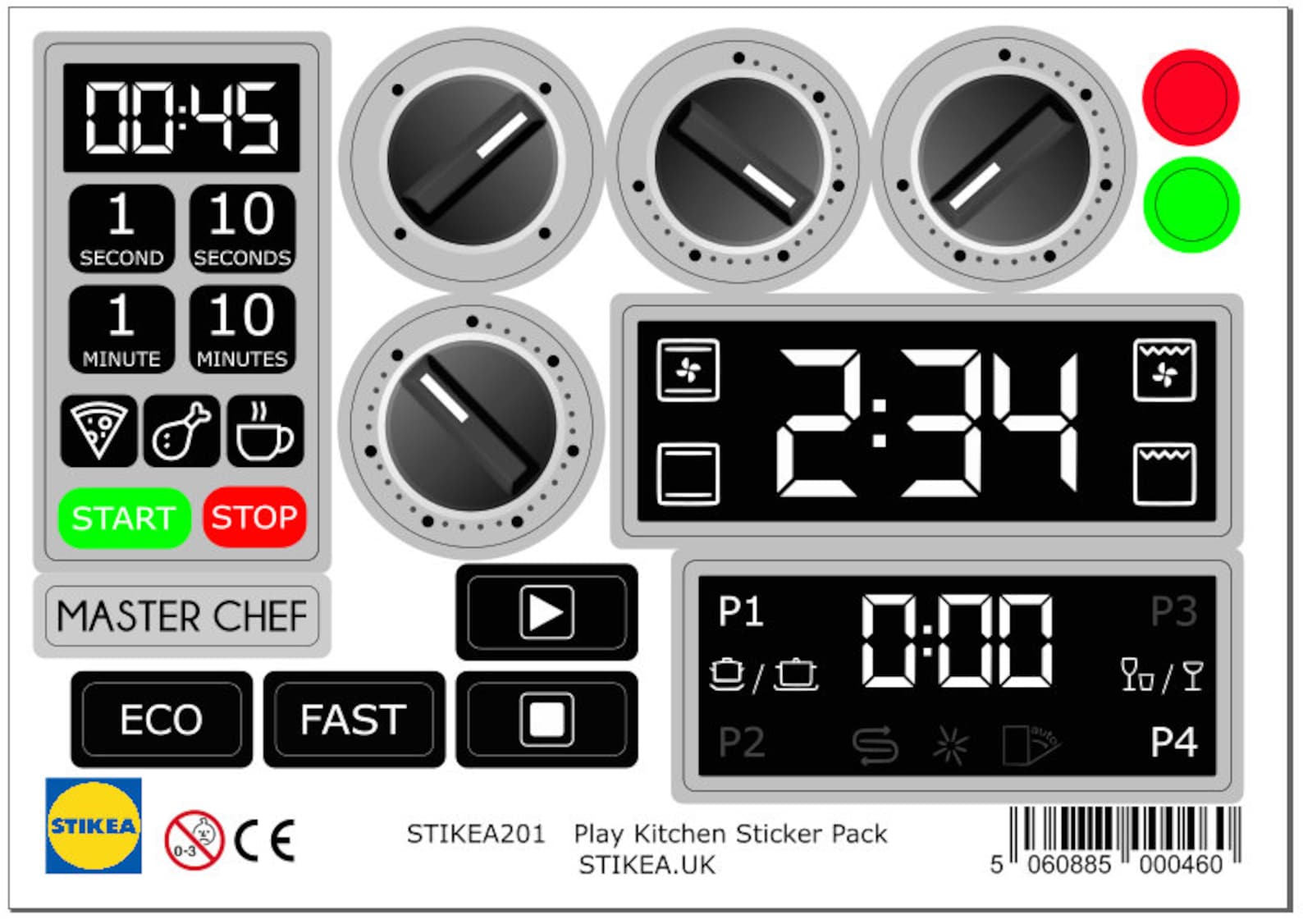 MEGA DUKTIG Sticker Pack 14PC IKEA Play Mud Kitchen Decal Set Bundle ...