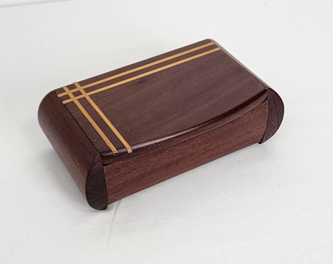 Handcrafted Walnut Wood Keepsake Box With Inlay Detail Natural Office ...