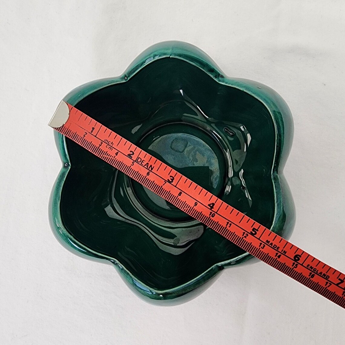 Vtg Japanese Ceramic Lotus Flower Bowl Teal Green Drip Glaze Planter ...