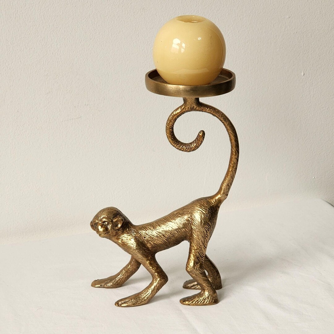 Brass Monkey Candle Holder Statue Vintage Boho Chic Eclectic Unique ...