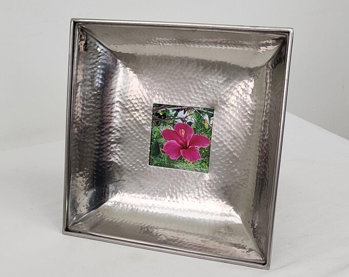 Hand Hammered Square 2" X 2" Picture Photo Frame VTG Silver Tone Home ...