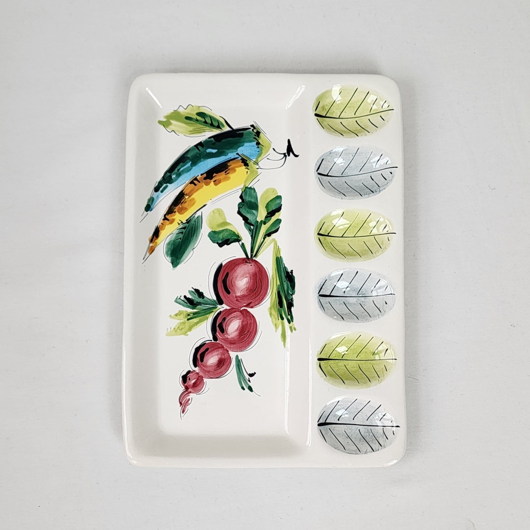 MCM Italian Deviled Egg Plate Vintage Ceramic Serving Platter Hand ...