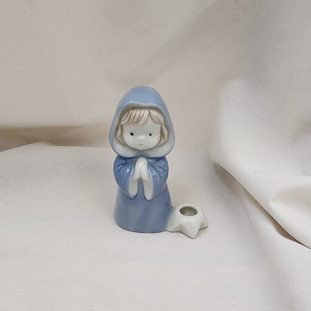 Little Praying Girl Candle Holder Vintage Porcelain Holiday Decor ...