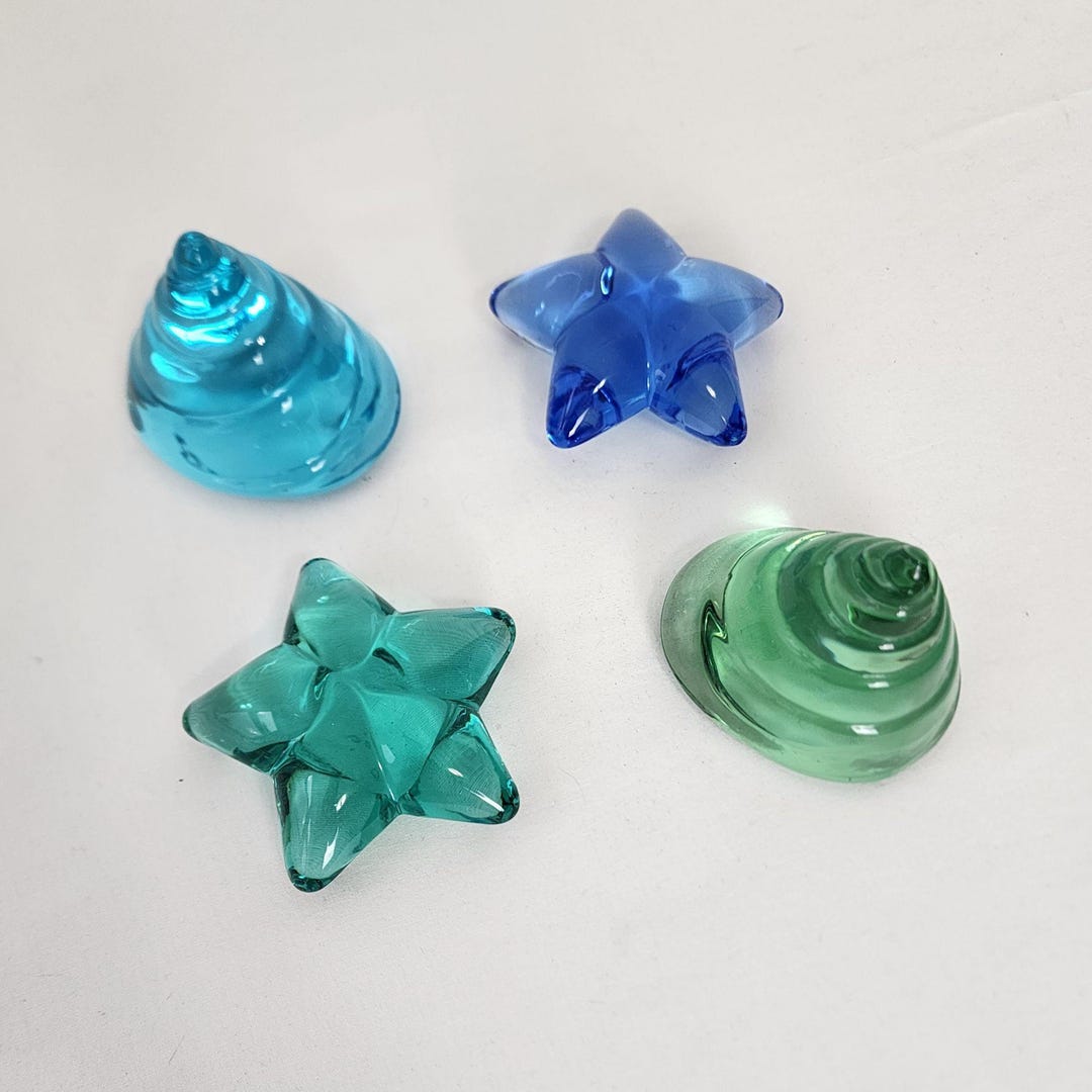Ocean Theme Handblown Art Glass Starfish & Seashell Paperweights Home ...