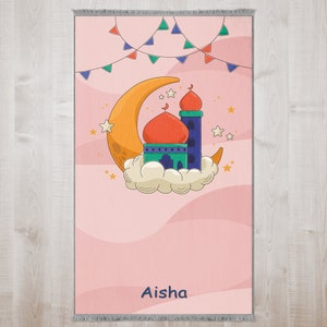 Kids Personalized Moon&stars Foam Padded Prayer Mat, Child Muslim ...