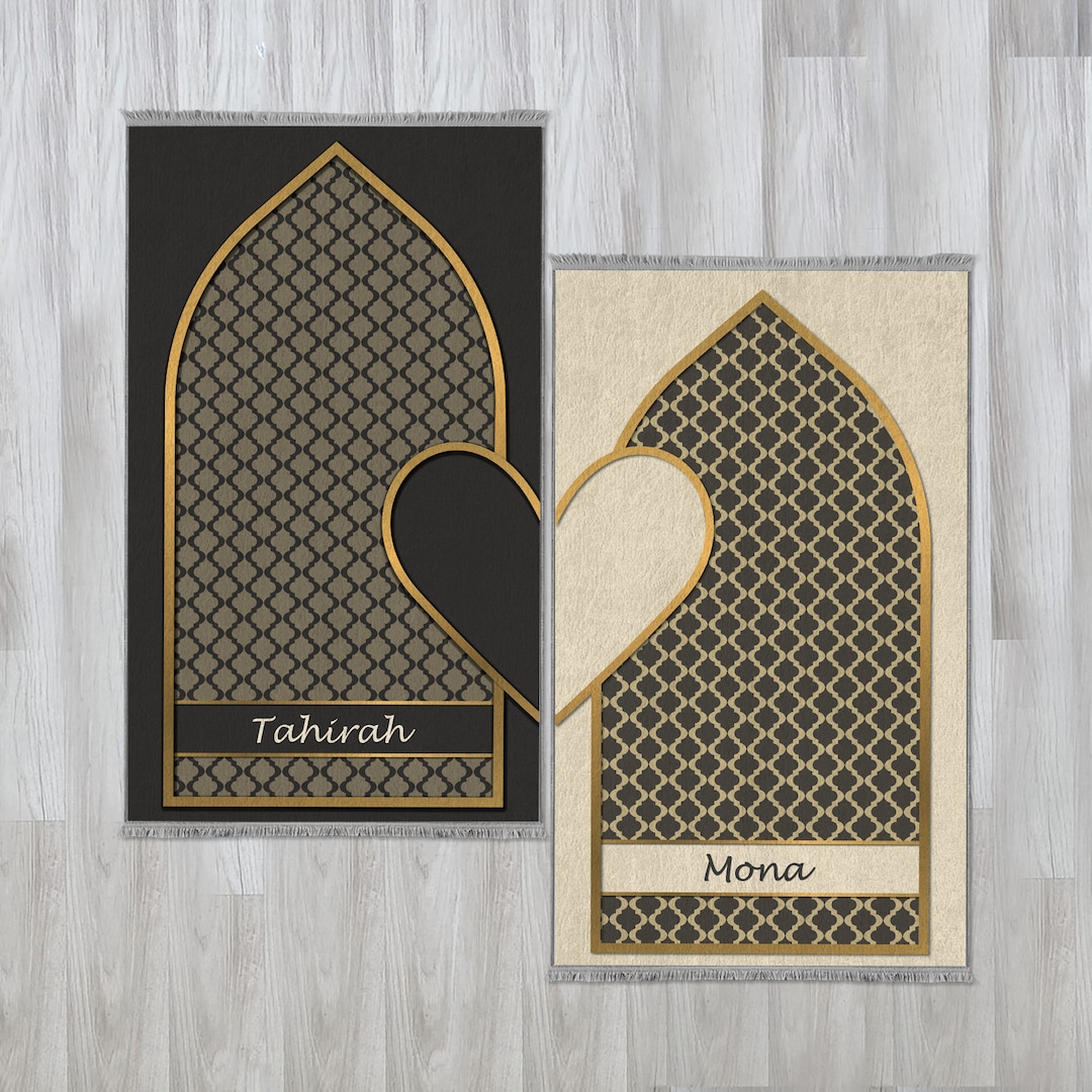 Personalized Foam Padded 2 Prayer Mat Set With Heart Design, Islamic ...