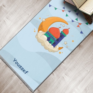 Kids Personalized Moon&stars Foam Padded Prayer Mat, Child Muslim ...