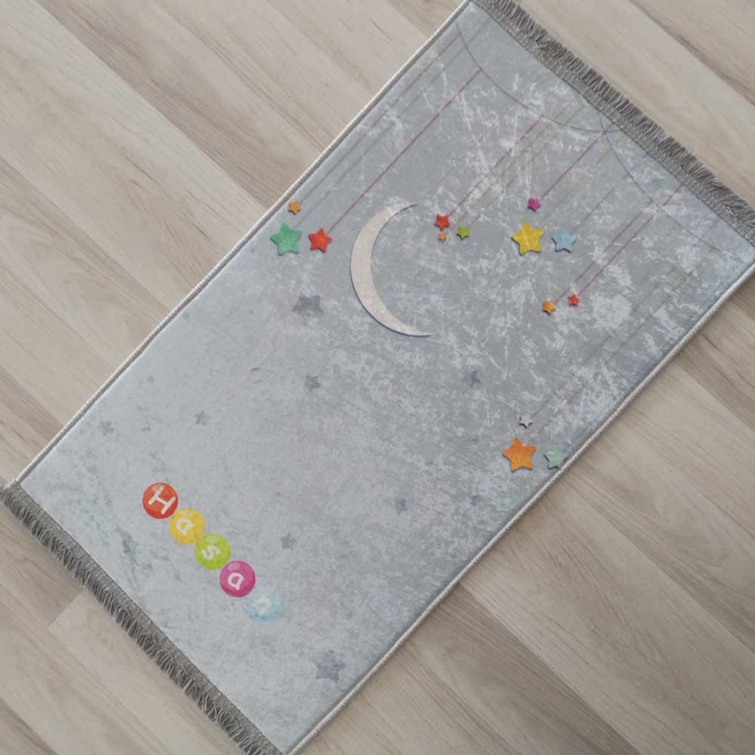 Kids Personalized Moon&stars Foam Padded Prayer Mat, Child Muslim ...