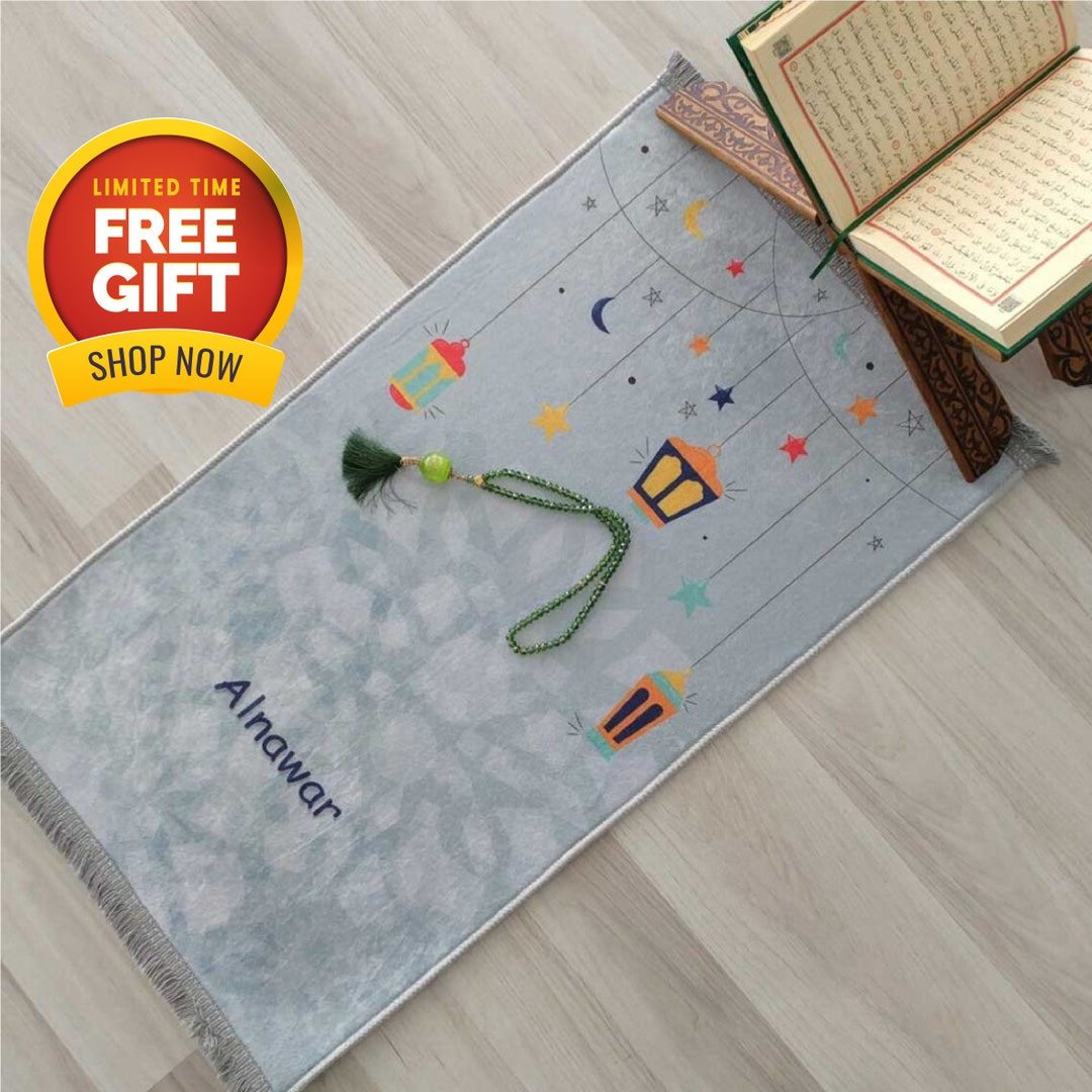 Kids Personalized Lamb&stars Foam Padded Prayer Mat, Child Muslim ...