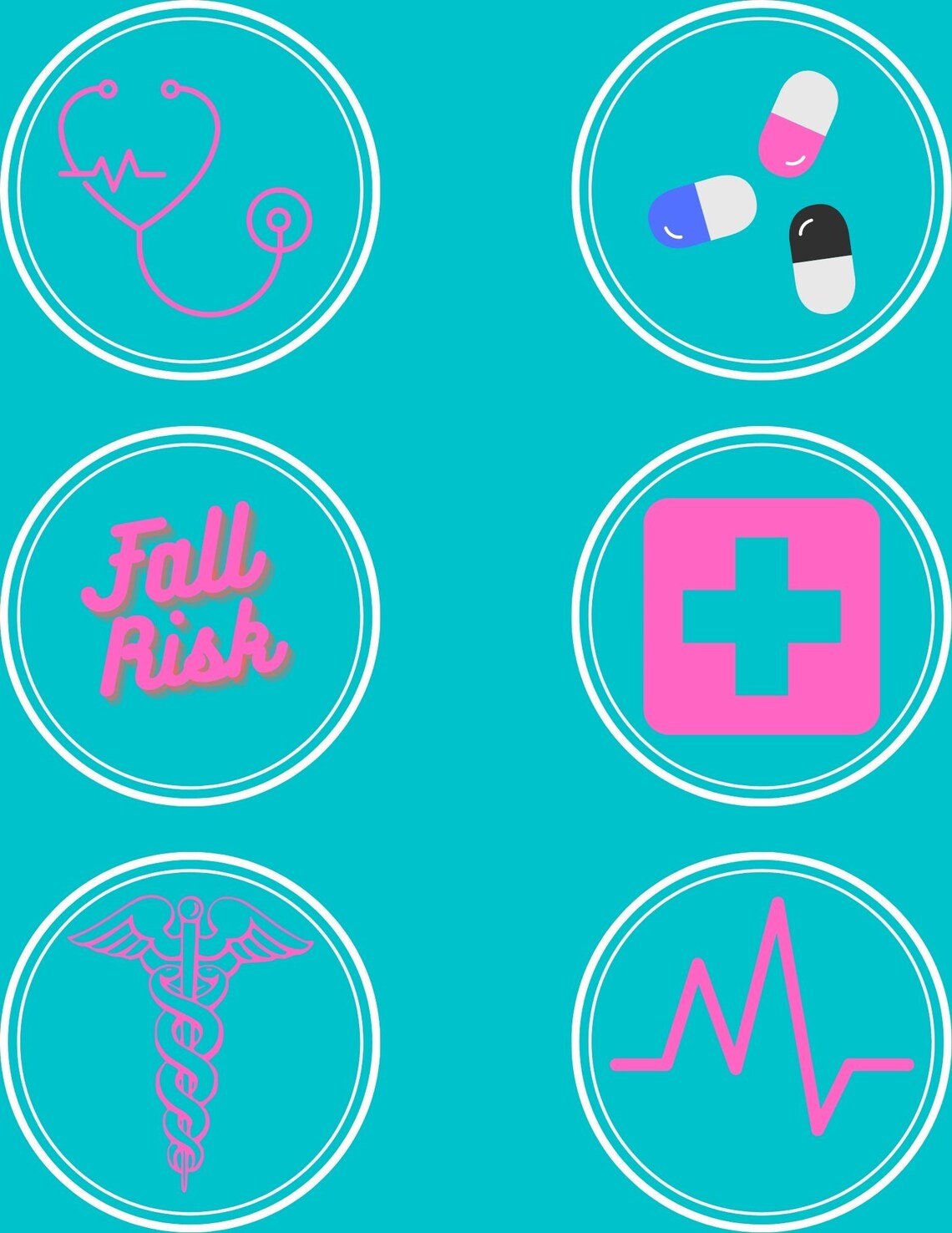 Printable Circle Stickers, Printable Nurse Stickers, Medical Stickers ...