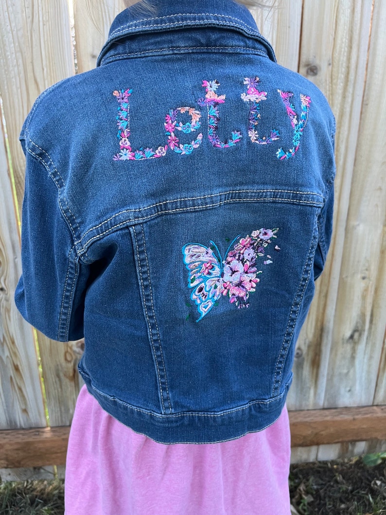 Custom Embroidered Jean Jacket With a Butterfly or Unicorn Design - Etsy