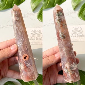 Natural Flower Agate Point Tower/large Flower Agate Quartz Obelisk ...