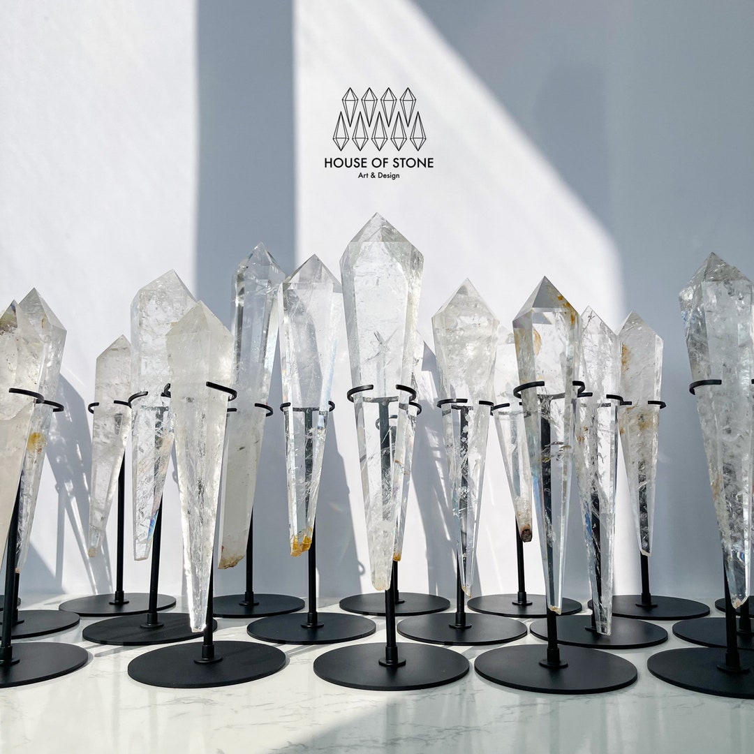 Natural Crystal Wand Stand/crystal Handle Base/metal Stand for Crystal ...
