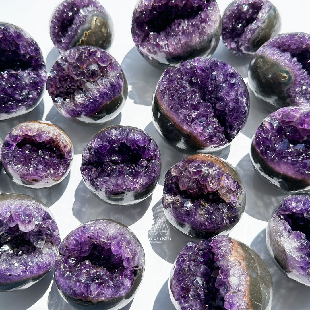 Natural Amethyst Geode Sphere/druzy Amethyst Crystal Sphere/amethyst ...