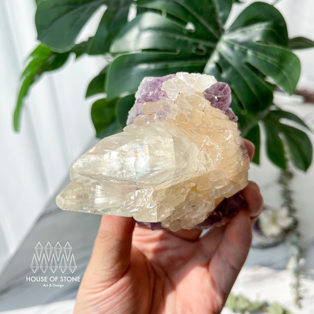 Natural Amethyst Geode With Calcite/amethyst Crystal Cluster/amethyst ...