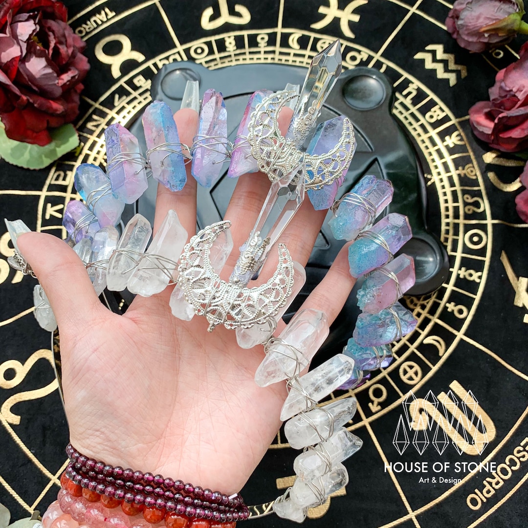 Natural Crystal Quartz Crown/clear Quartz Crown/aura Quartz Festival Tiara/crystal Crown/wedding ...