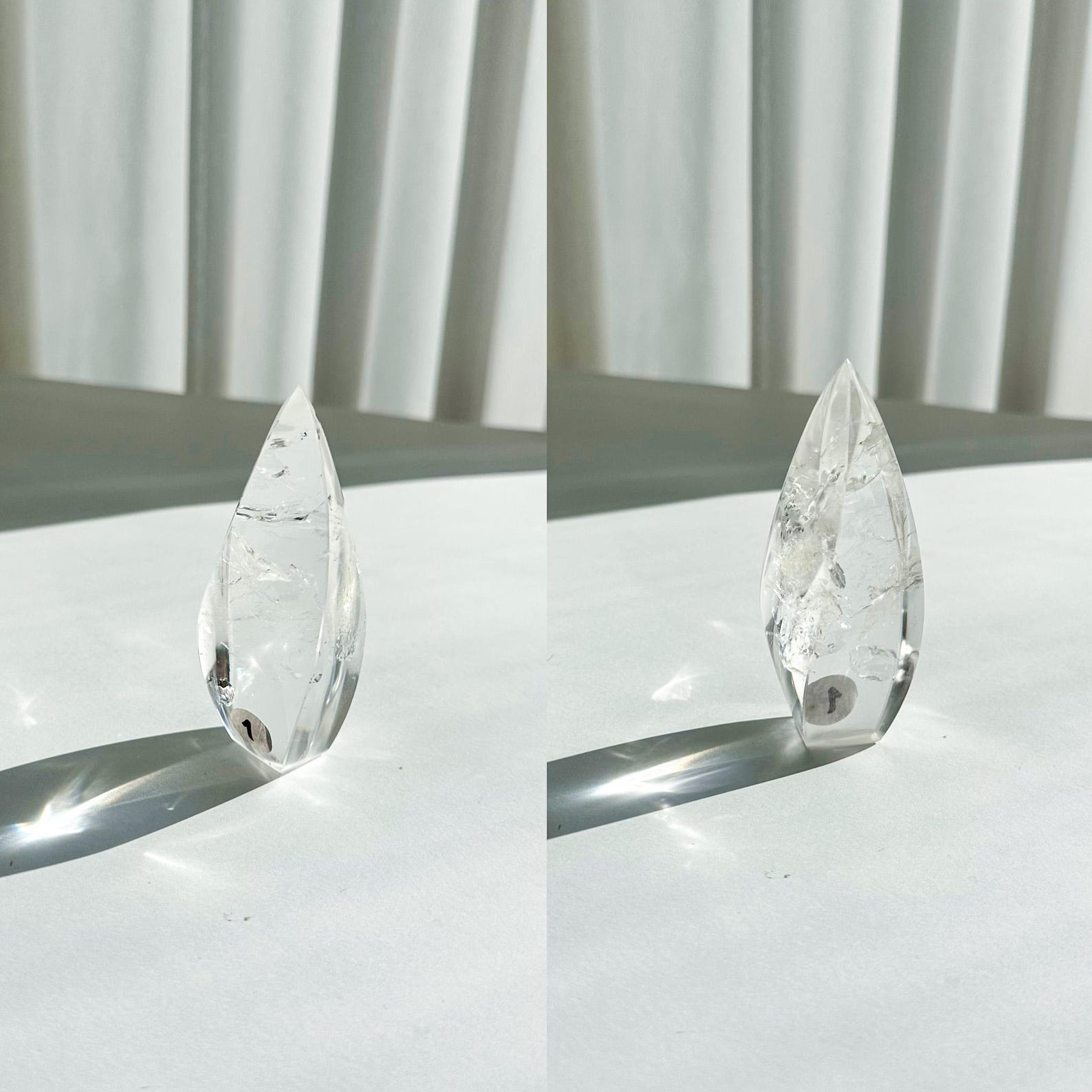 Natural Rainbow Clear Quartz Flame/hand Carved Clear Quartz Crystal ...