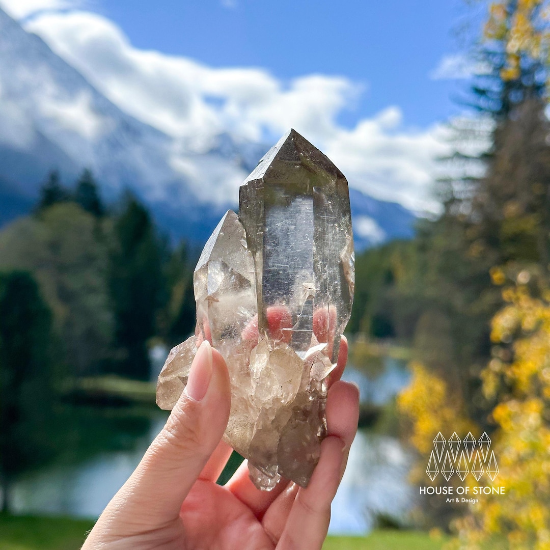 Spécimen de pointe de quartz fumé suisse/Spécimen Apls de tour de ...