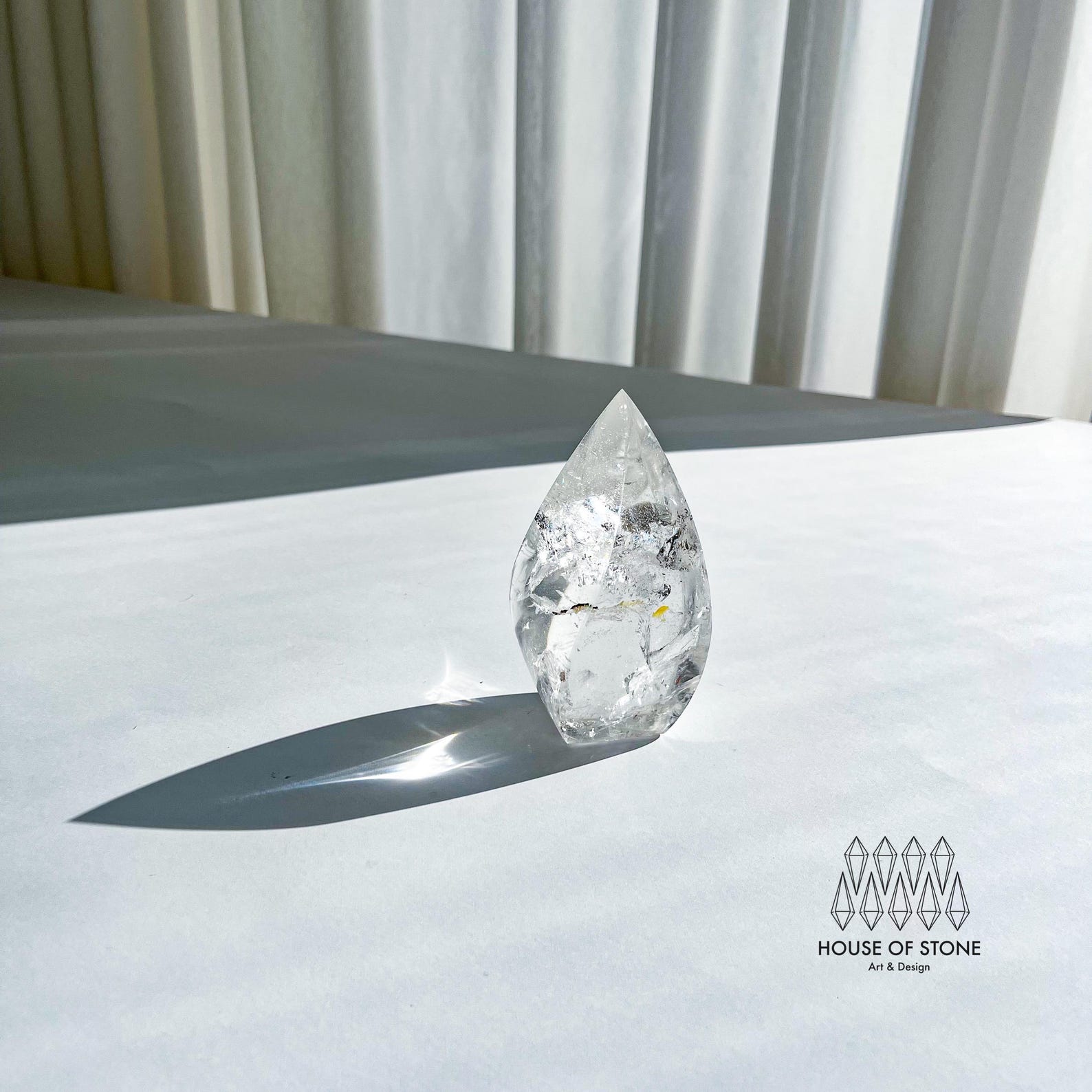 Natural Rainbow Clear Quartz Flame/hand Carved Clear Quartz Crystal ...