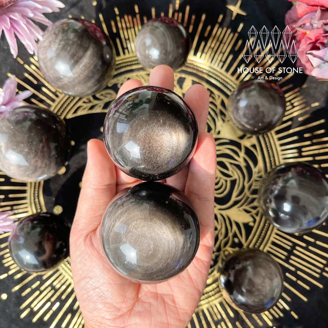 Natural Rare Silver Sheen Obsidian/large Silver Obsidian Gemstone ...