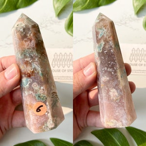 Natural Flower Agate Point Tower/large Flower Agate Quartz Obelisk ...