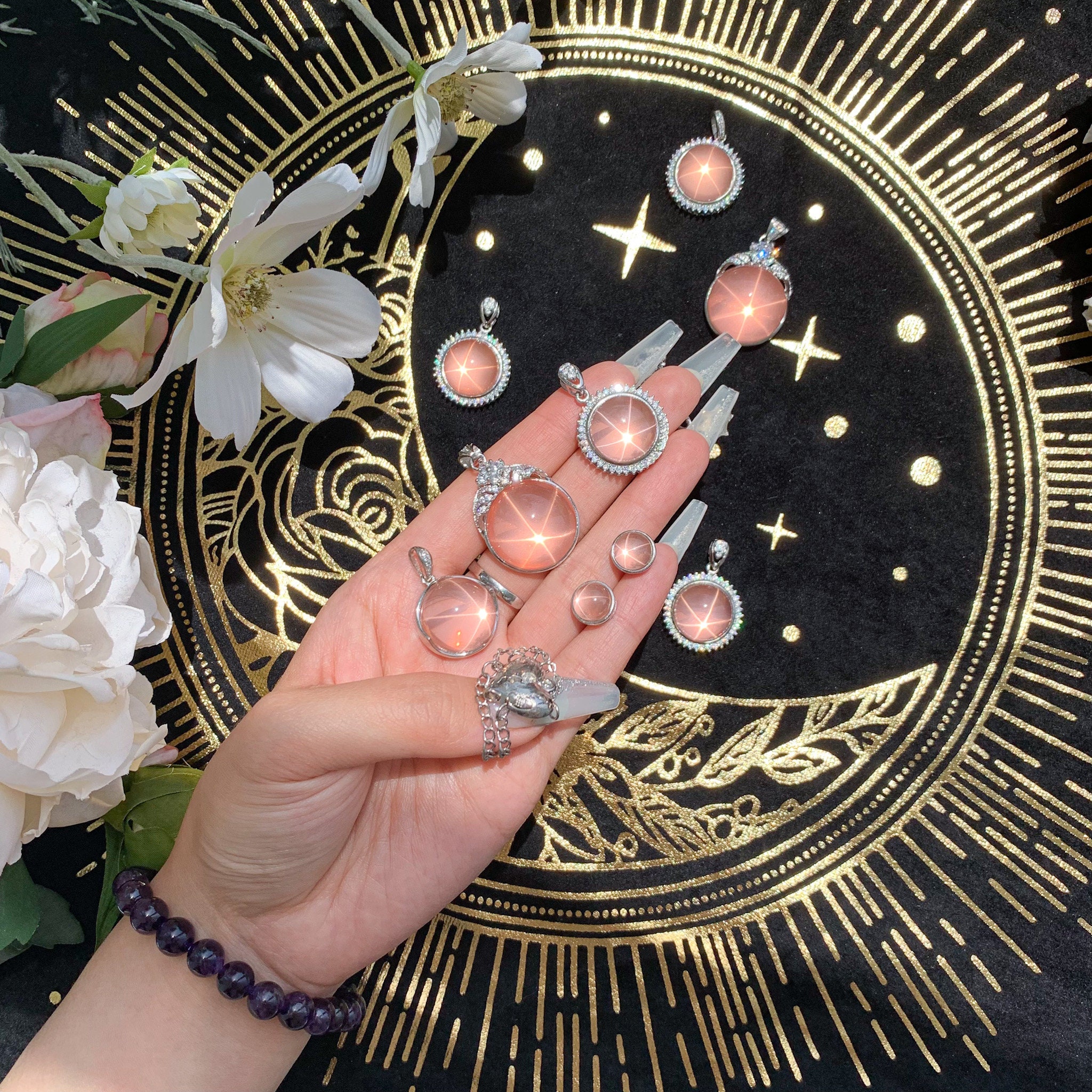 Star Rose Quartz Pendant/high Quality Starlight Rose Quartz - Etsy