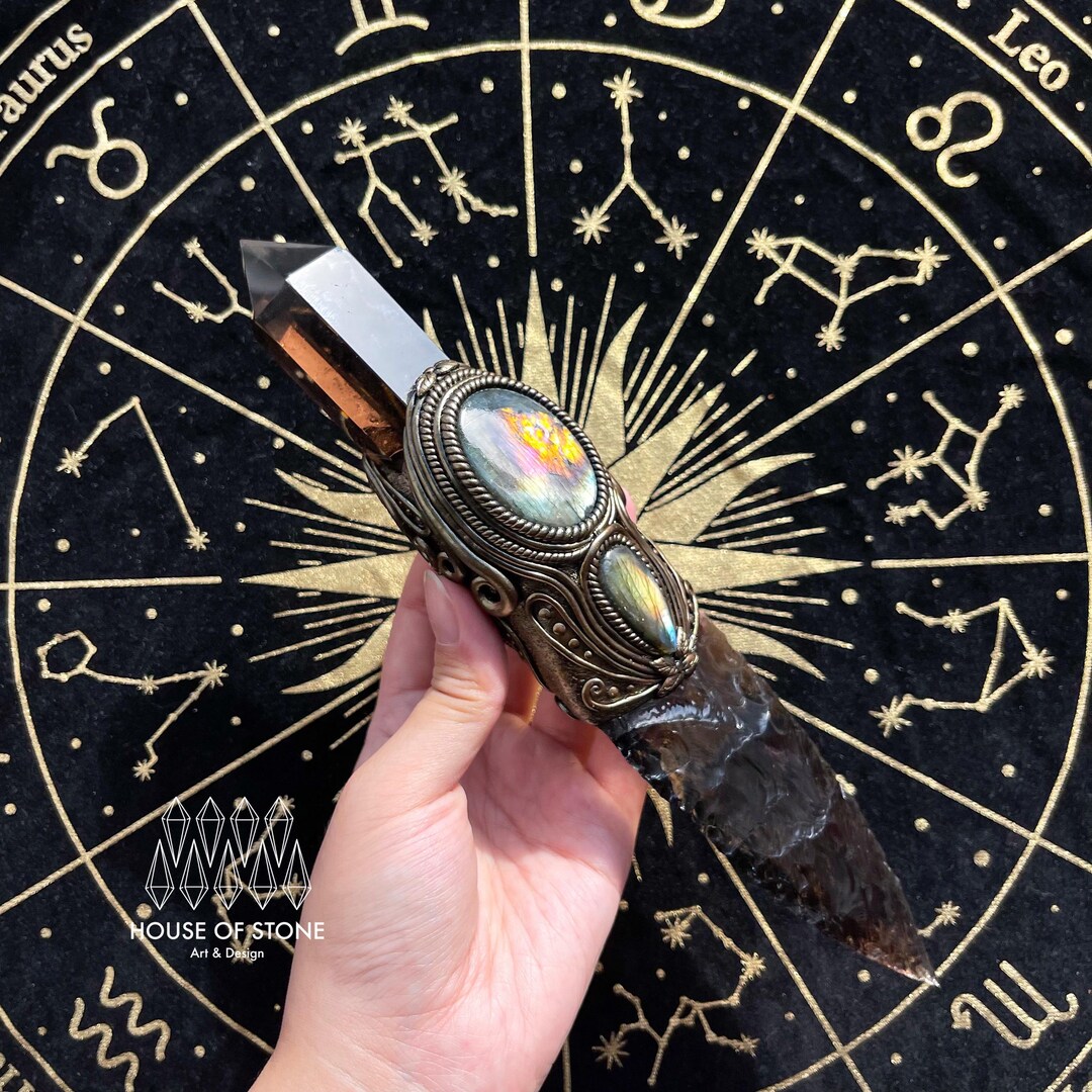Natural Handmade Crystal Witch Knife/magic Crystal Arrowhead/smoky ...