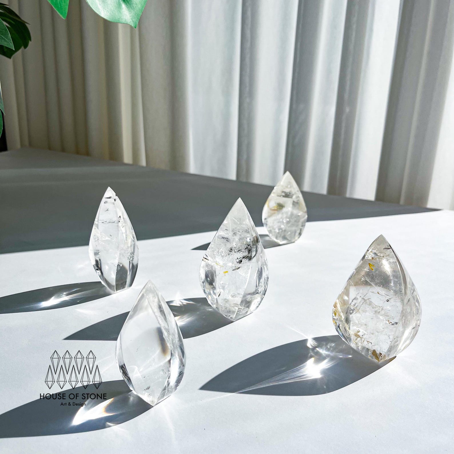 Natural Rainbow Clear Quartz Flame/hand Carved Clear Quartz Crystal ...