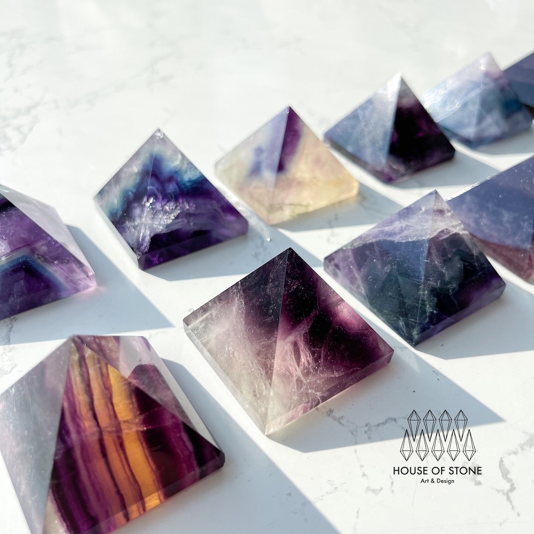 Natural Rainbow Fluorite Pyramid/small Green Fluorite Crystal Pyramid/purple Fluorite Pyramid ...