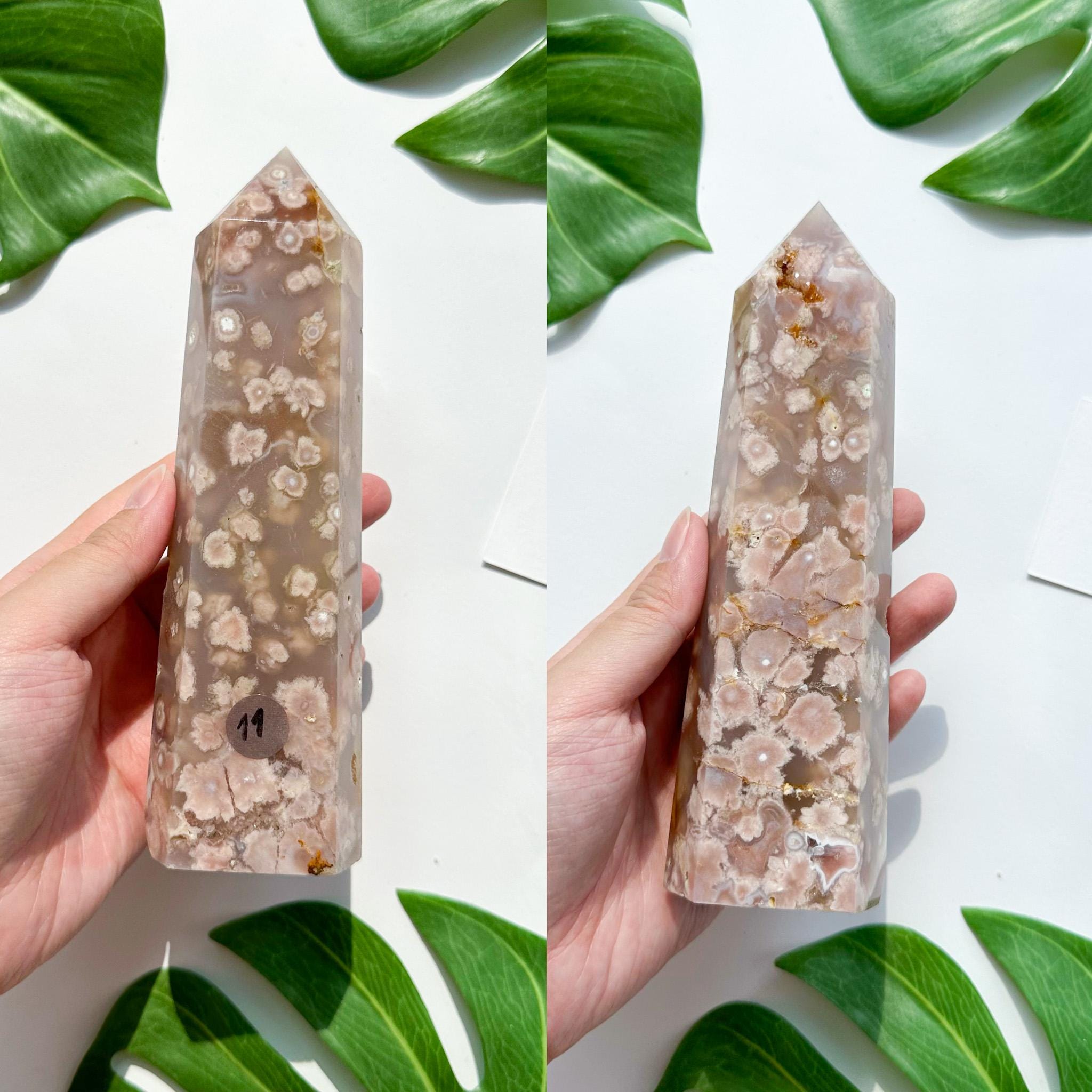 Natural Flower Agate Point Tower/large Flower Agate Quartz Obelisk ...